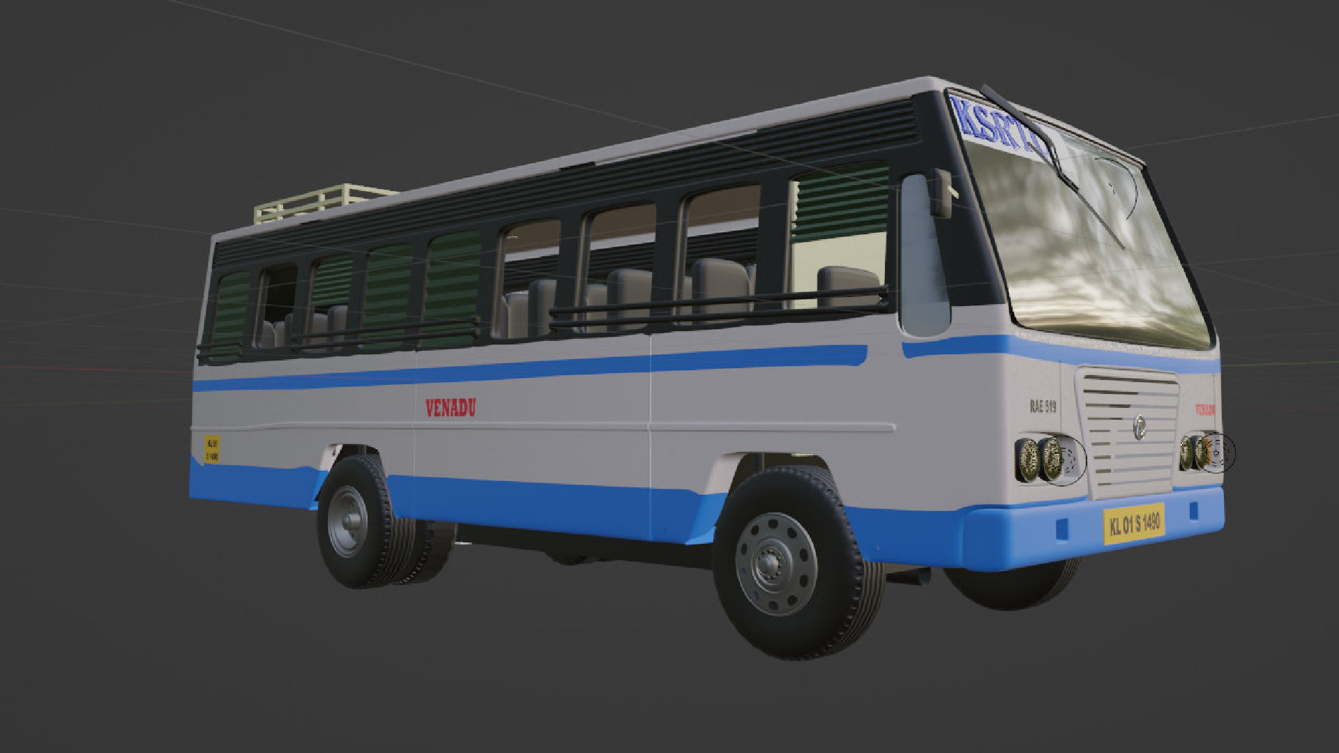 KSRTC Venadu , Malabar Bus 3d model