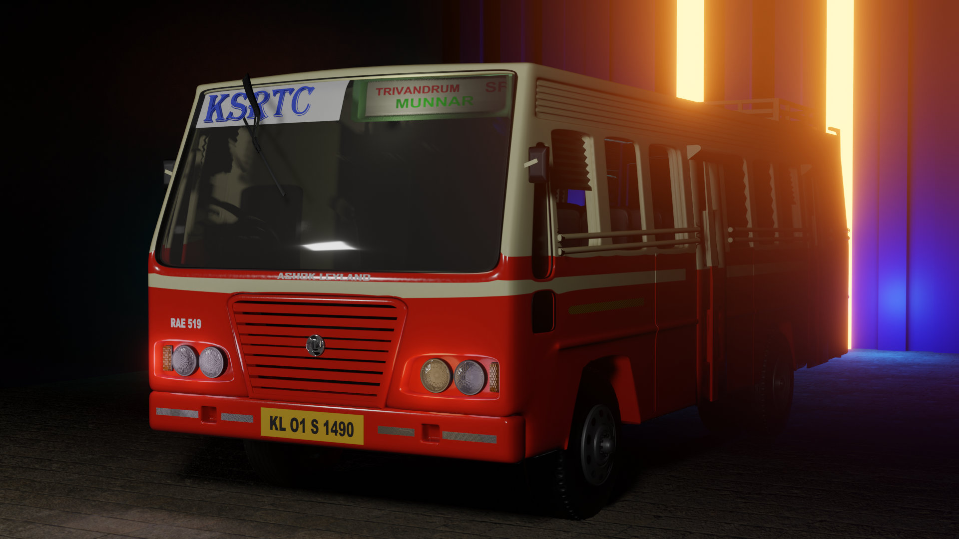 KSRTC bus 3d model for download